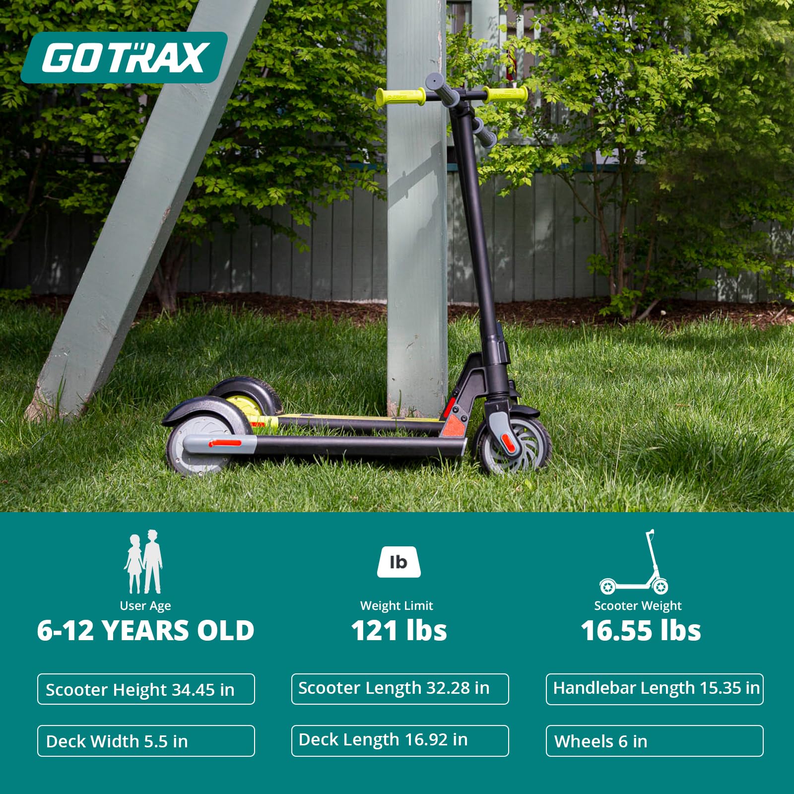 Gotrax GKS Electric Scooter, Kick-Start Boost and Gravity Sensor Kids Electric Scooter, 6" Wheels UL Certificated E Scooter for Kids Age of 6-12 (Black)