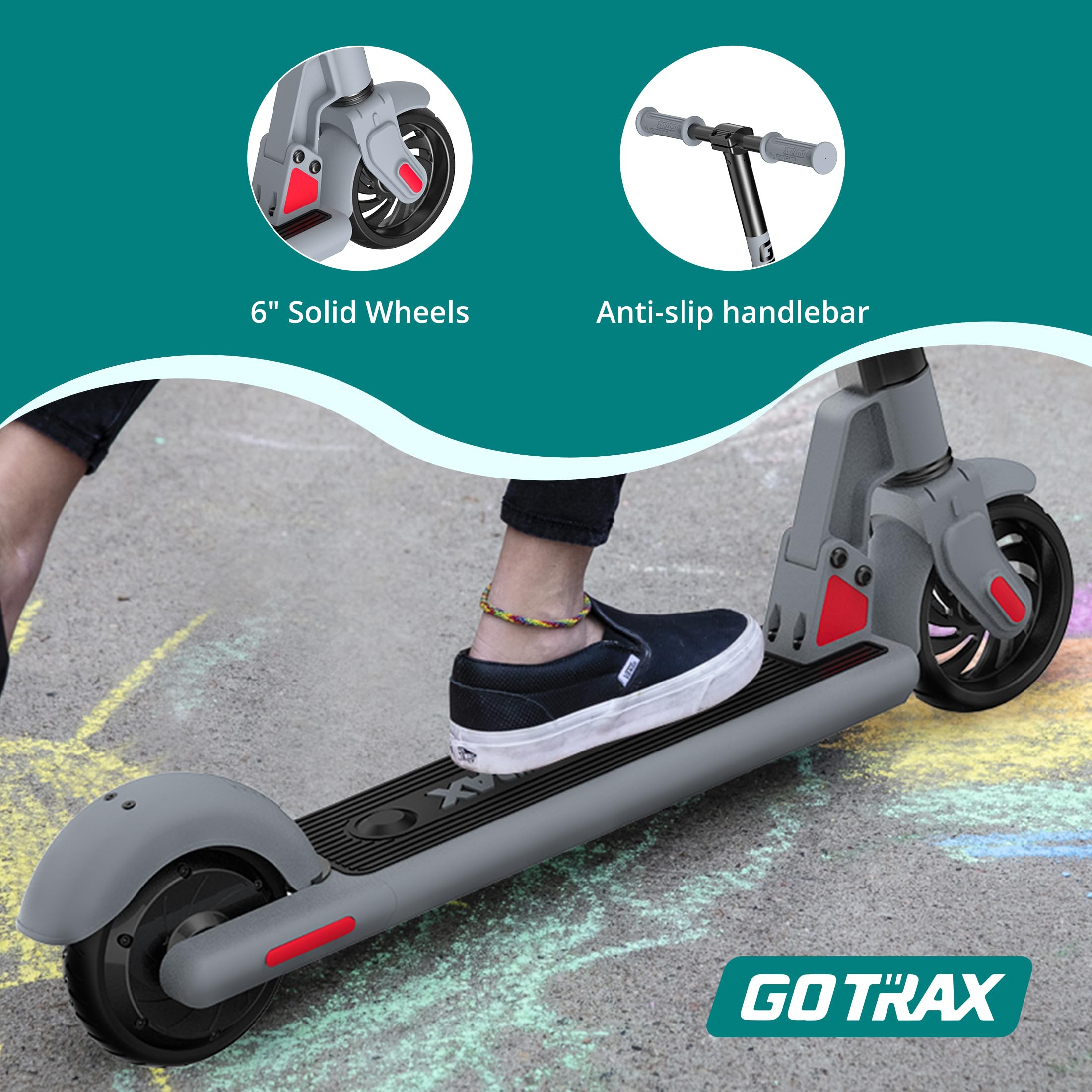 Gotrax GKS Electric Scooter, Kick-Start Boost and Gravity Sensor Kids Electric Scooter, 6" Wheels UL Certificated E Scooter for Kids Age of 6-12 (Black)