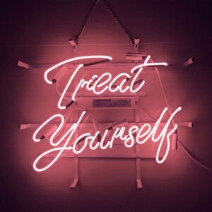 mugua pink 'treat yourself'' beer neon sign 17" x 14" for home bedroom pub hotel beach recreational game room decor garage wall sign