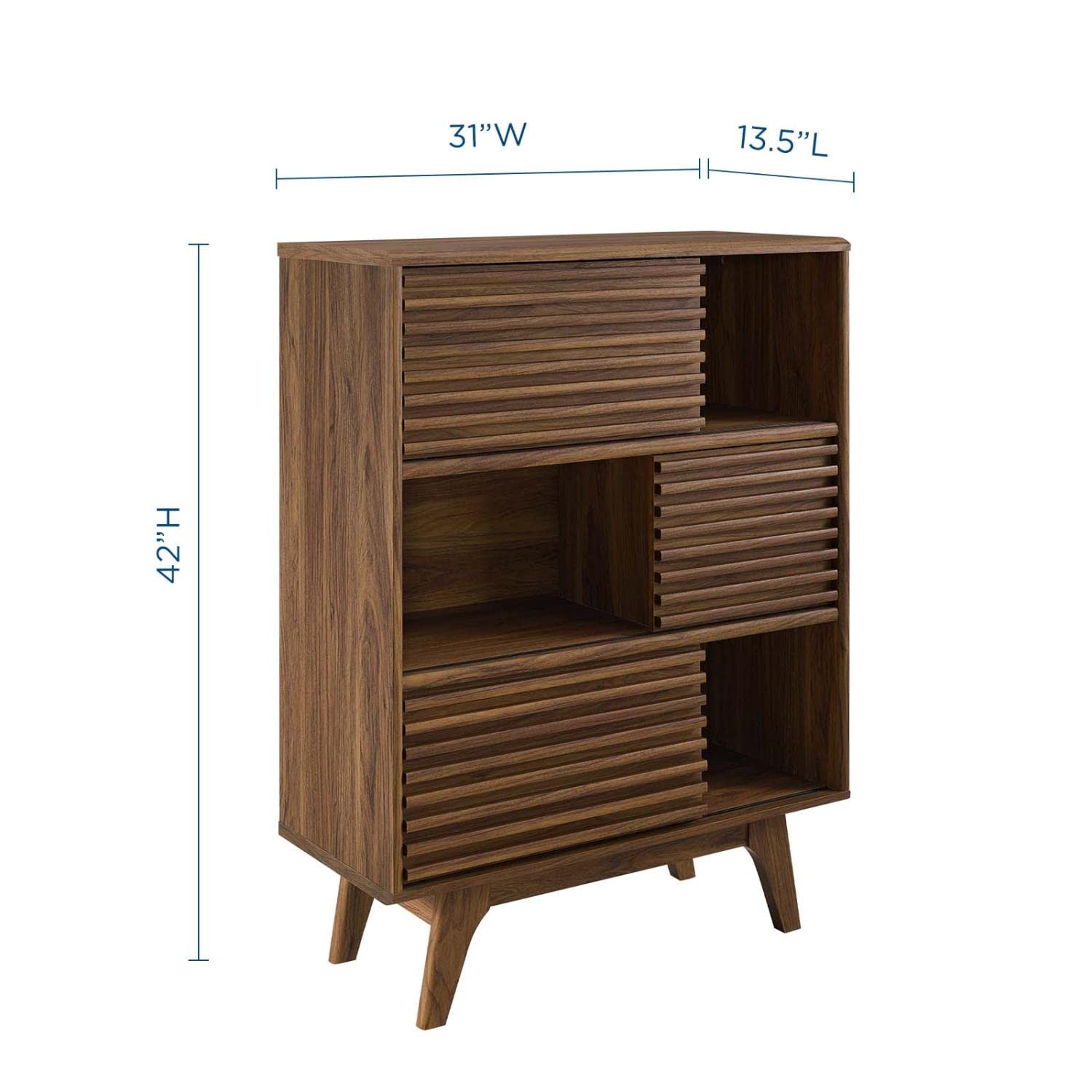 Modway Render Three-Tier Display Storage Cabinet Stand, Walnut