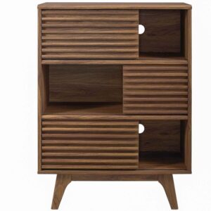 Modway Render Three-Tier Display Storage Cabinet Stand, Walnut