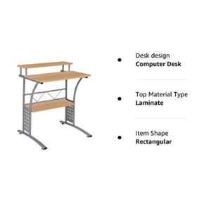 Flash Furniture Clifton Maple Computer Desk with Top and Lower Storage Shelves 28 Inch