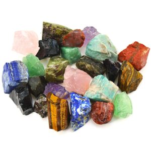 UU UNIHOM 3 lbs Bulk Rough Madagascar Stones Mix - Large 1" Natural Raw Stones Crystal for Tumbling, Cabbing, Fountain Rocks, Decoration,Polishing, Wire Wrapping, Wicca & Reiki Crystal Healing