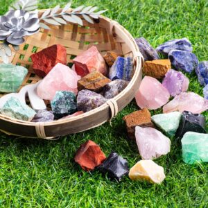 UU UNIHOM 3 lbs Bulk Rough Madagascar Stones Mix - Large 1" Natural Raw Stones Crystal for Tumbling, Cabbing, Fountain Rocks, Decoration,Polishing, Wire Wrapping, Wicca & Reiki Crystal Healing