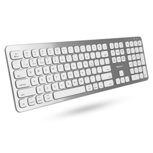 macally premium bluetooth keyboard for mac - multi device - compatible apple keyboard with numeric keypad - wireless keyboard for macbook pro/air, mac mini pro, imac, laptop