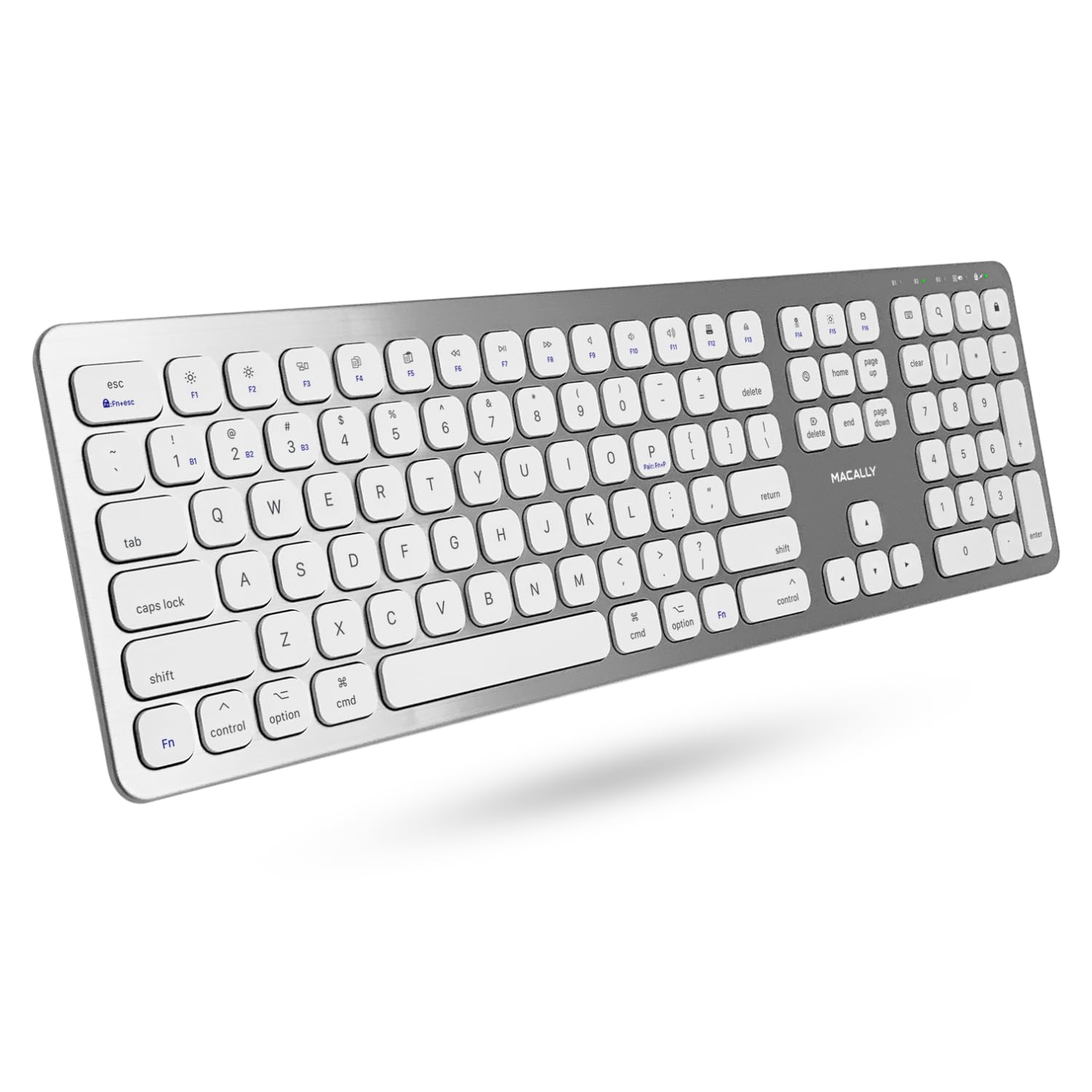 Macally Premium Bluetooth Keyboard for Mac - Multi Device - Compatible Apple Keyboard with Numeric Keypad - Wireless Keyboard for MacBook Pro/Air, Mac Mini Pro, iMac, Laptop