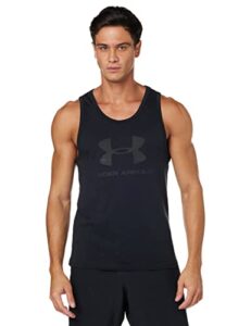 under armour men's sportstyle logo tank, black (001)/quirky lime, x-small