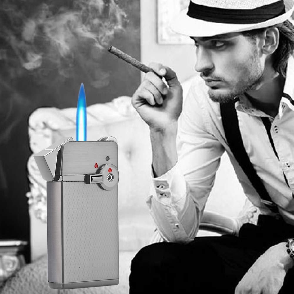 YUSUD Torch Cigar Lighter, Butane Fuel Refillable, Soft/Jet Flame Switchable Cigarette Lighter with Flame Adjustable and Rotatable Switch, Unique Gift for Tobacco Pipe & Cigar