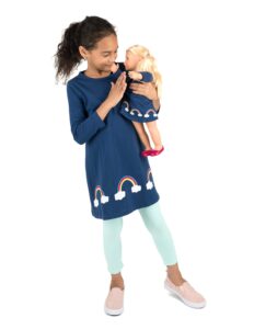 leveret kids & toddler matching doll & girls dress 100% cotton rainbow (size 6 years)