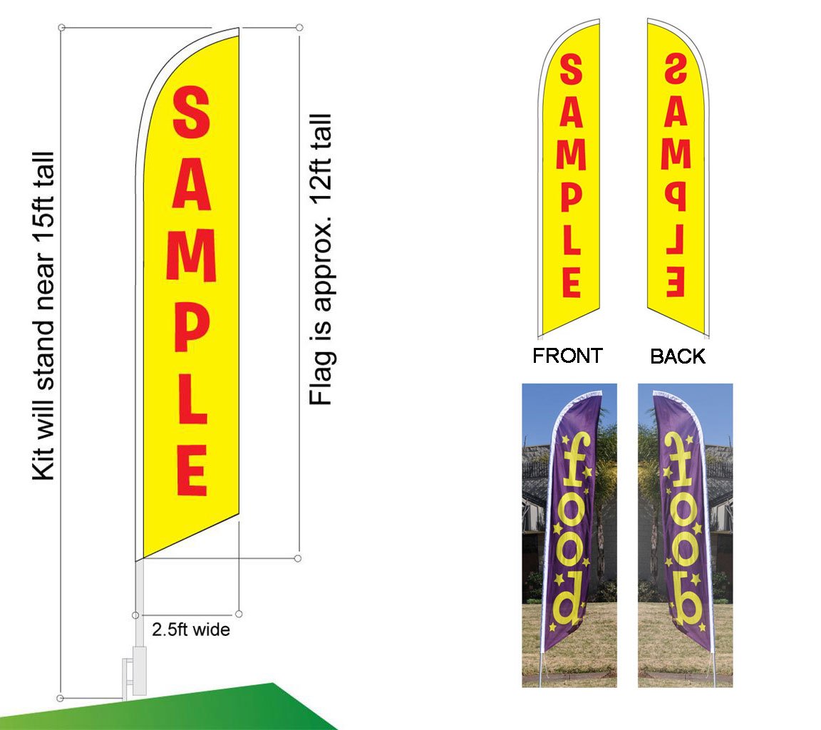 CBD Sold Here Smoke Shop E-Cig Vapor Advertising Signs, Feather Flag Kits Package, Includes 3 Banner Flags, 3 Flag Poles, and 3 Ground Stakes