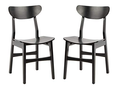 Safavieh Home Lucca Retro Black Dining Chair, Wood, Set of 2