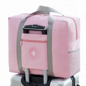 ainaan travel foldable bag & portable duffel for women, men& kids - waterproof lightweight carry on luggage (pink)