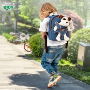 Naturally KIDS Dog Toddler Backpack, Dog Stuffed Animals, Stuffed Dog for Toddlers Boys Girls