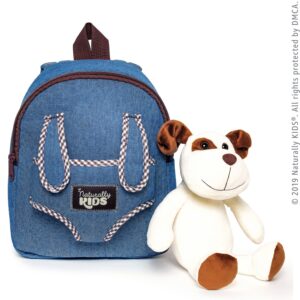 Naturally KIDS Dog Toddler Backpack, Dog Stuffed Animals, Stuffed Dog for Toddlers Boys Girls