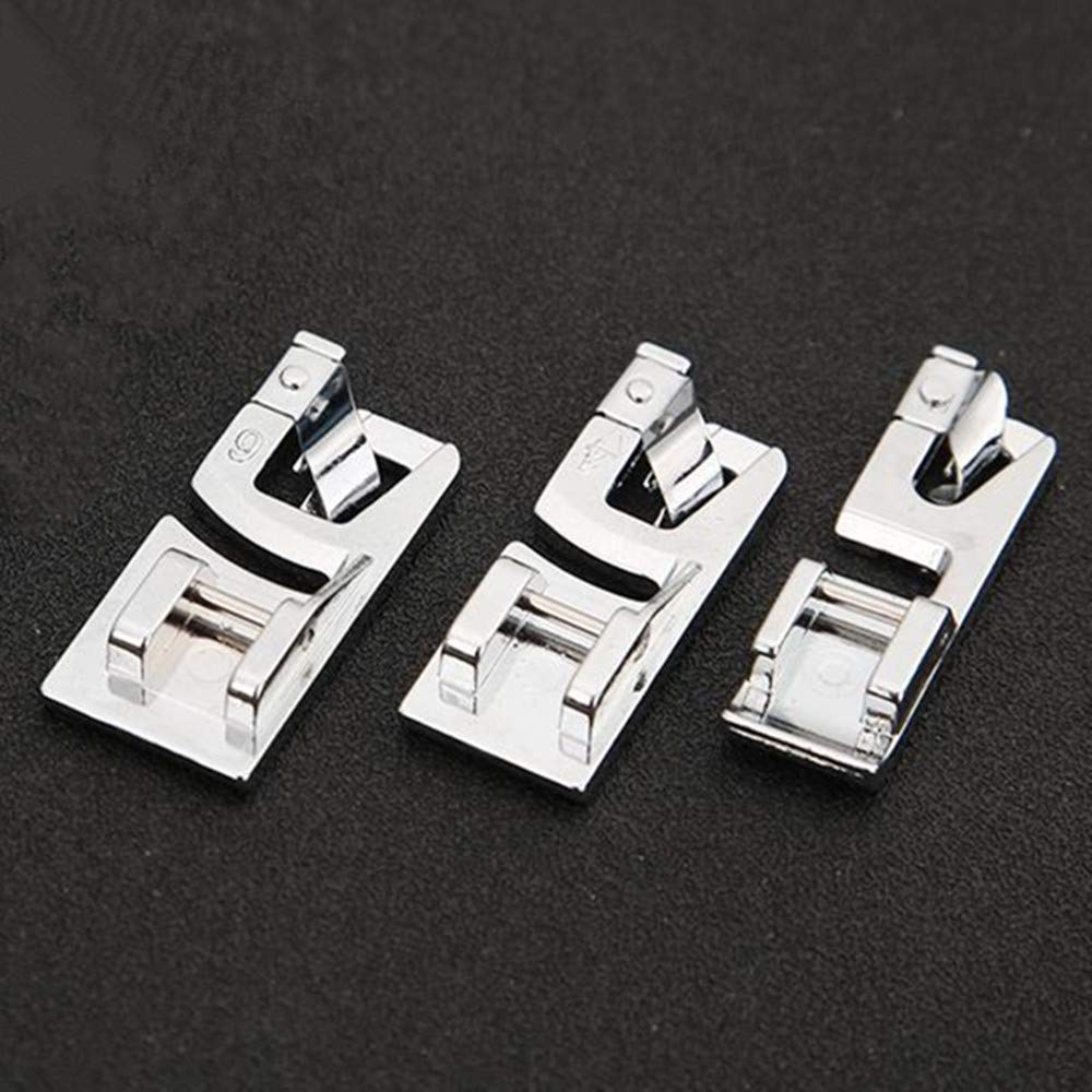 3 Pieces Narrow Rolled Hem Sewing Machine Presser Foot Set for Singer, Brother, Janome, Kenmore, and More Household Multi-Function Sewing Machines (3mm, 4mm, 6mm)