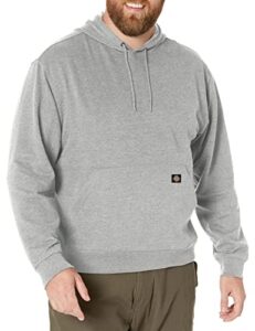 dickies men's pullover fleece hoodie, heather gray, large