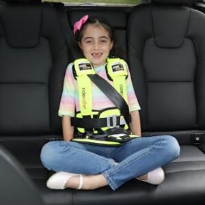 Ride Safer Travel Vest with Zipped Backpack-Wearable, Lightweight, Compact, and Portable Car Seat. Perfect for Everyday use or Rideshare, Travel, and Rental Car. (Large/Yellow)