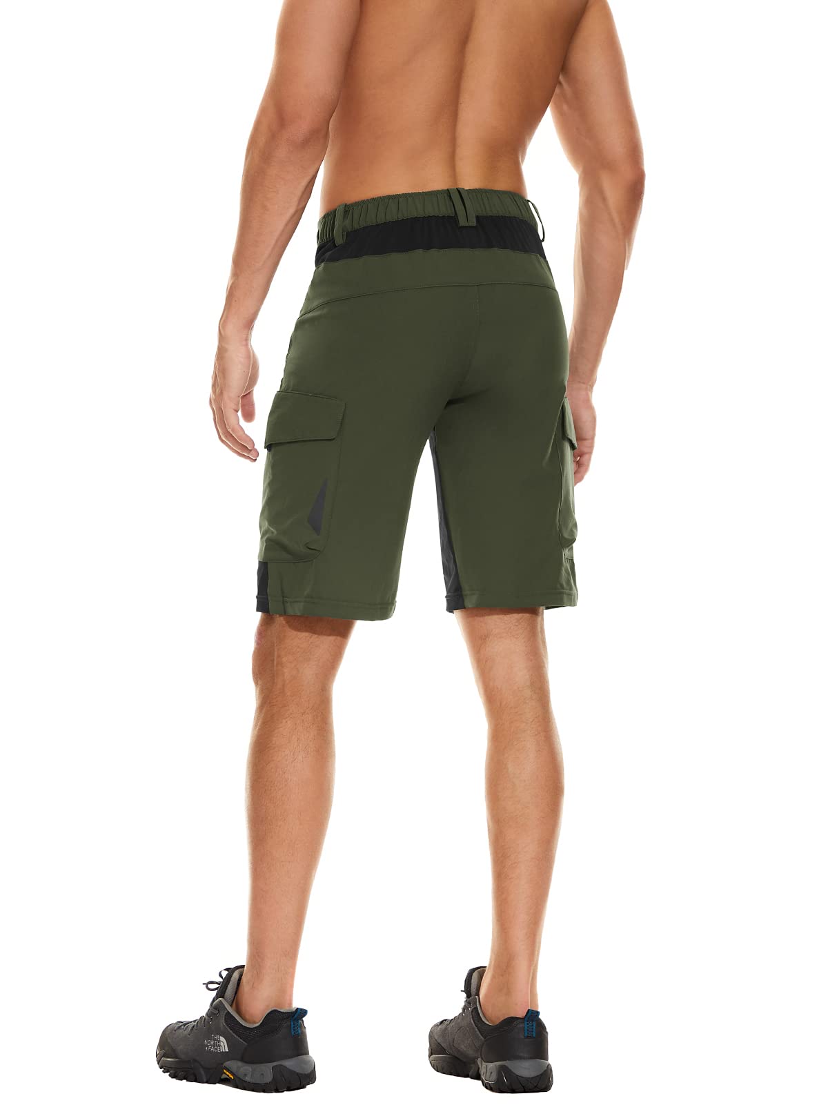 Cycorld Mens-Mountain-Bike-Shorts, Loose Fit with Zippered Pockets, MTB, Cycling,Hiking,Cargo,Outdoor Lightweight Shorts(Army Green, XX-Large)