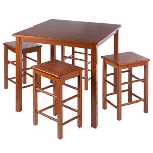 winsome wood stella snack table, 33.07x33.07x30.16, teak