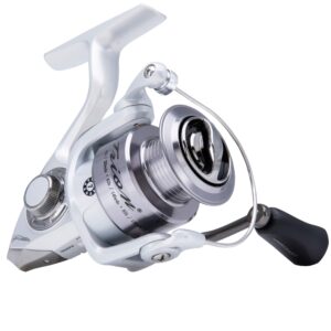 pflueger trion spinning reel, size 30 fishing reel, right/left handle position, graphite body and rotor, corrosion-resistant, aluminum spool, front drag system,silver