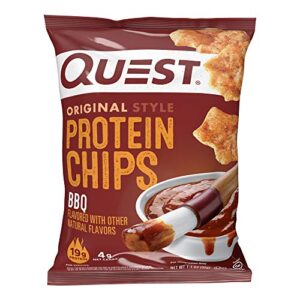 quest nutrition bbq protein chips, 19g protein, 4g net carb, low carb, gluten free, 1.1 oz (pack of 12)