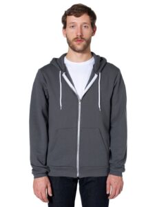 american apparel men's flex fleece long sleeve zip hoodie, asphalt, x-small