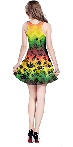 CowCow Womens Marijuana Zigzag Leaves Sleeveless Dress, Green - 4XL