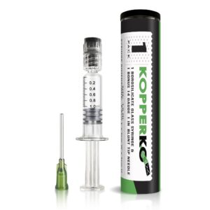 kopperko 1 pack (single) borosilicate glass syringe - 1ml syringe, heat resistant luer lock syringe for labs | glue syringe for use with liquids, glue, oils, ink | 14ga blunt tip non-hypodermic needle