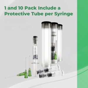 Kopperko 1 Pack (Single) Borosilicate Glass Syringe - 1ml Syringe, Heat Resistant Luer Lock Syringe for Labs | Glue Syringe for Use With Liquids, Glue, Oils, Ink | 14GA Blunt Tip Non-Hypodermic Needle