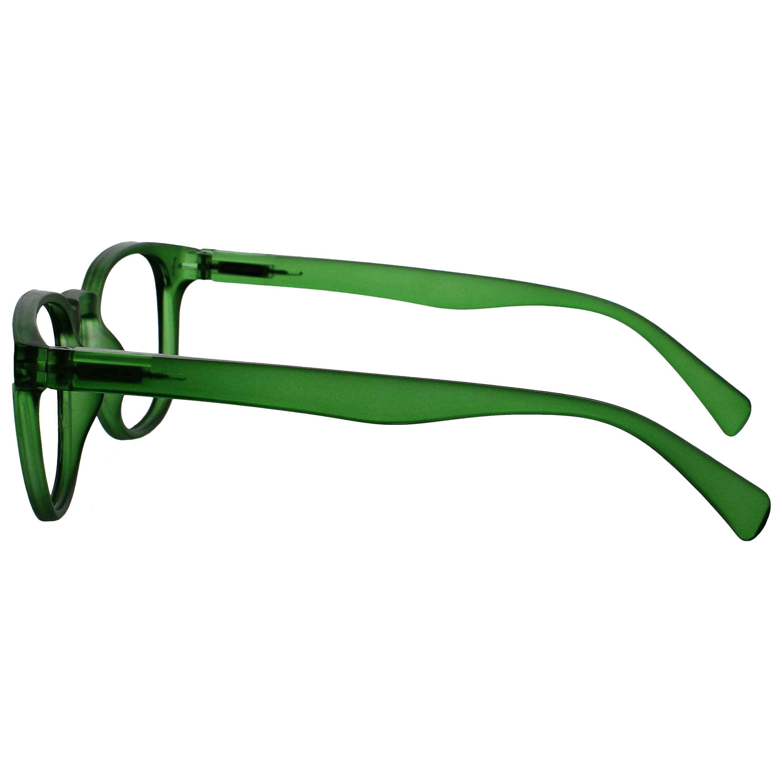 OPULIZE Pop Reading Glasses 2 Pack Fun Round Matt Frame Moss Green Spring Hinges Scratch Resistant Mens Womens RR2-6 +2.00