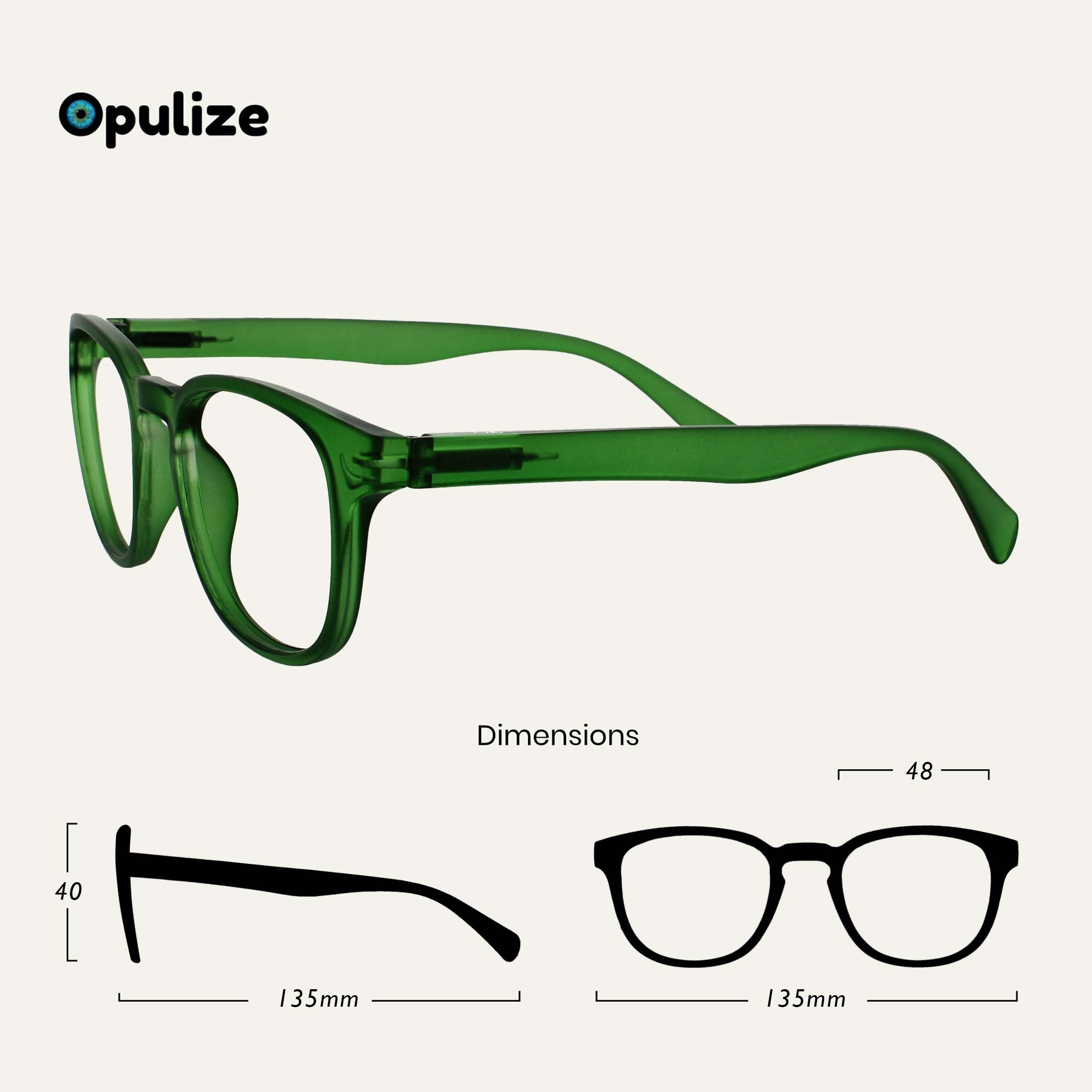 OPULIZE Pop Reading Glasses 2 Pack Fun Round Matt Frame Moss Green Spring Hinges Scratch Resistant Mens Womens RR2-6 +2.00