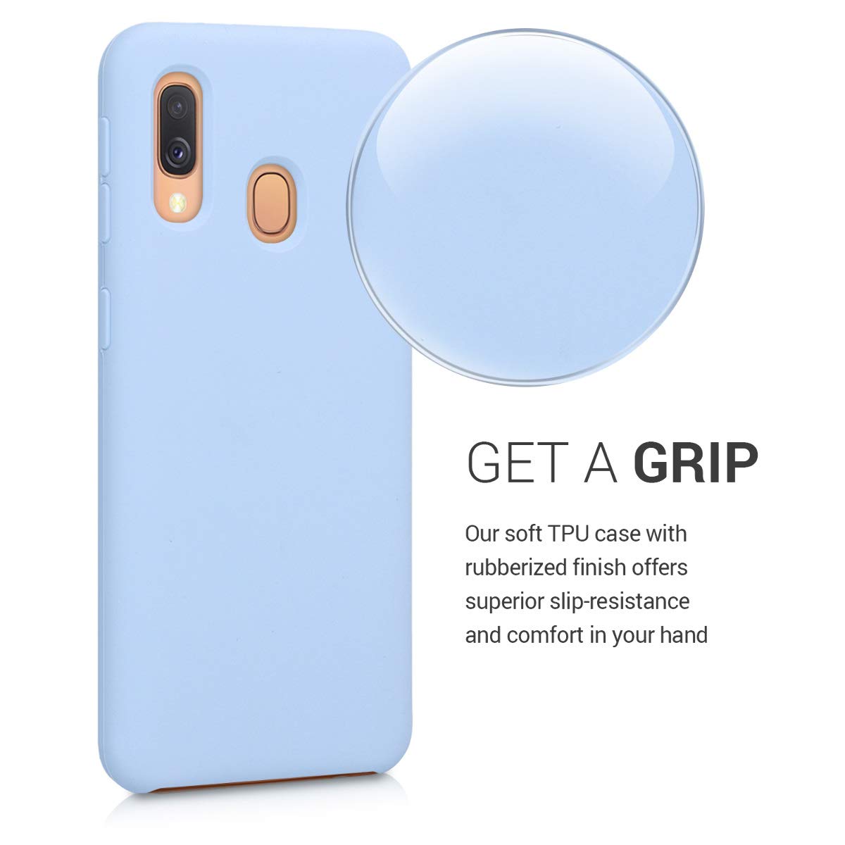 kwmobile Case Compatible with Samsung Galaxy A40 Case - TPU Silicone Phone Cover with Soft Finish - Light Blue Matte