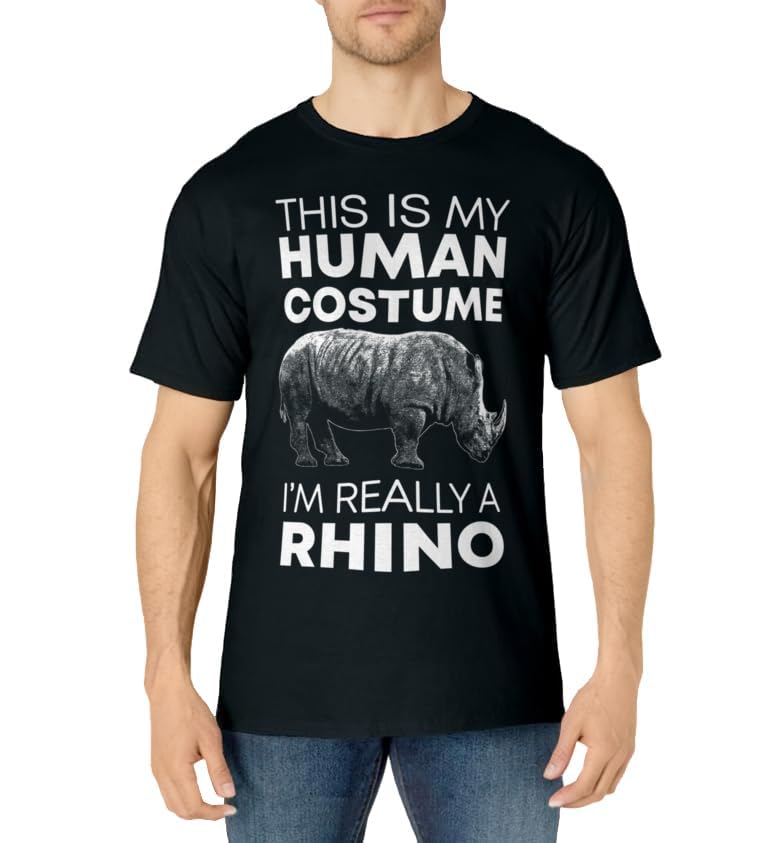 Funny Human Costume Rhino Vintage Rhinoceros Love T-Shirt