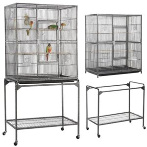 yaheetech 63'' detachable parrot cage for cockatiel sun parakeet green cheek conure lovebird budgie finch bird cage with stand