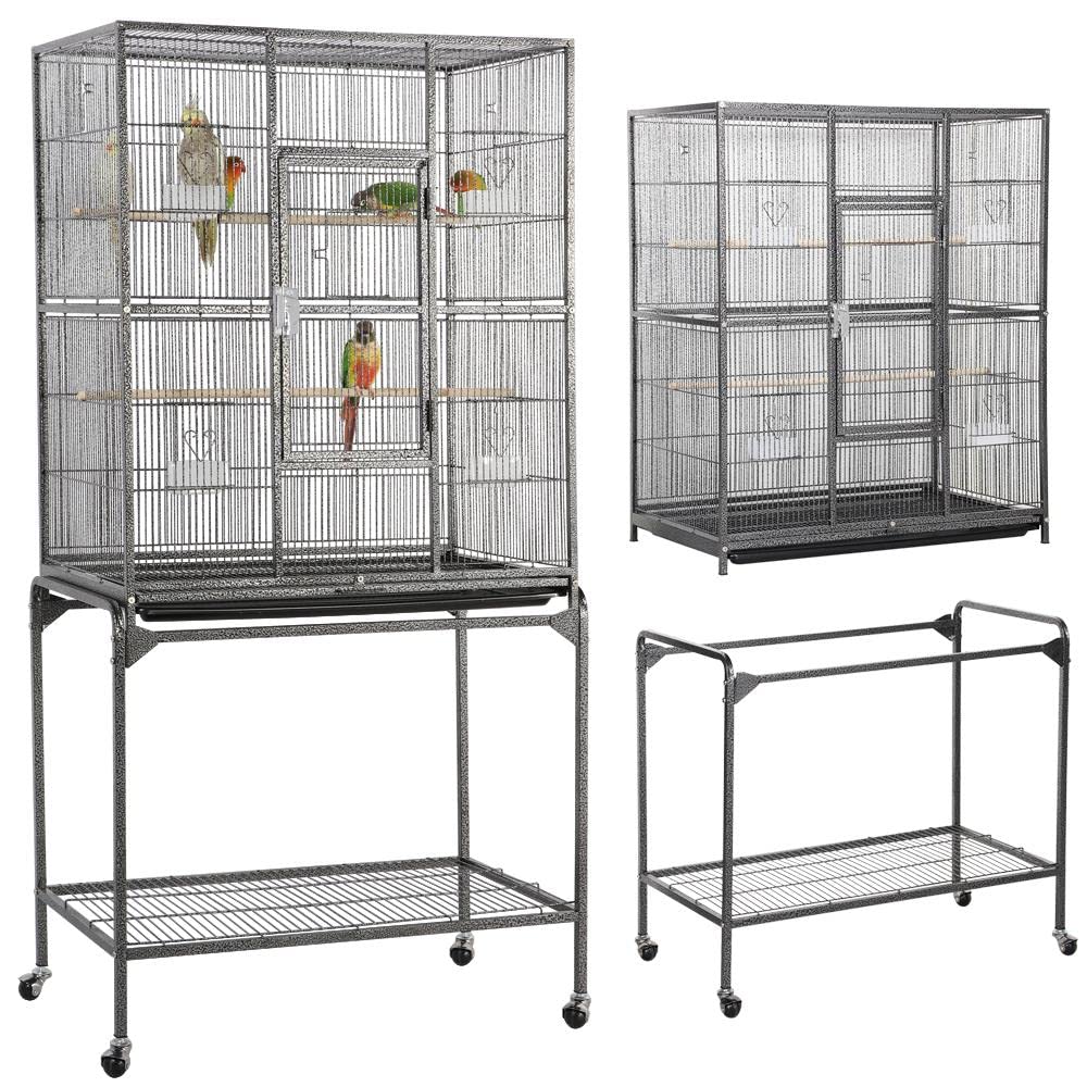 Yaheetech 63'' Detachable Parrot Cage for Cockatiel Sun Parakeet Green Cheek Conure Lovebird Budgie Finch Bird Cage with Stand