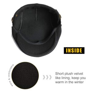 Sumolux Mens Newsboy Cap Winter Beret Hat Cabbie Flat Cap Black