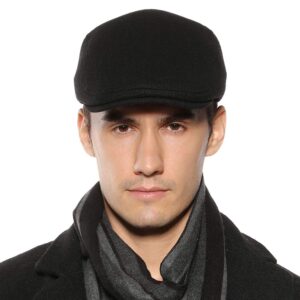 Sumolux Mens Newsboy Cap Winter Beret Hat Cabbie Flat Cap Black