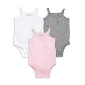 burt's bees baby unisex baby bodysuits, 3-pack long & short-sleeve one-pieces, 100% organic cotton bodysuit, white/pink/grey camis, 24 months us