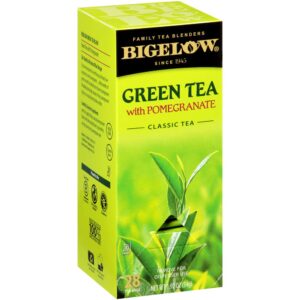 Bigelow Green Tea with Pomegranate 28-Count Boxes (Pack of 6) Premium Green Tea with Pomegranate Rosehips Hibiscus Antioxidant-Rich All Natural Medium-Caffeine Tea in Foil-Wrapped Bags