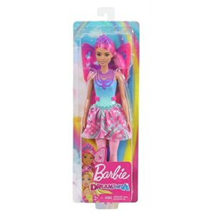 Barbie Dreamtopia Fairy Doll, 12-Inch, with Pink and Blue Jewel Theme, Pink Hair and Wings, Gift for 3 to 7 Year Olds, multi