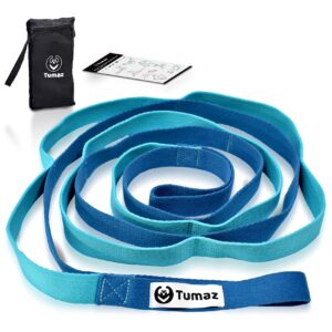 tumaz stretching strap - 10 loops & non-elastic yoga strap - the perfect home workout stretch strap for physical therapy, yoga, pilates, flexibility - [extra thick, durable, soft]