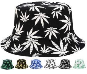 inogih reversible bucket-hat marijuana-cannabis weed foldble fisherman hat packable