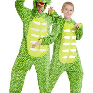 CASABACO Dinosaur Costume Onesie Adult Women Novelty Onepiece Pajamas, Light Green, L