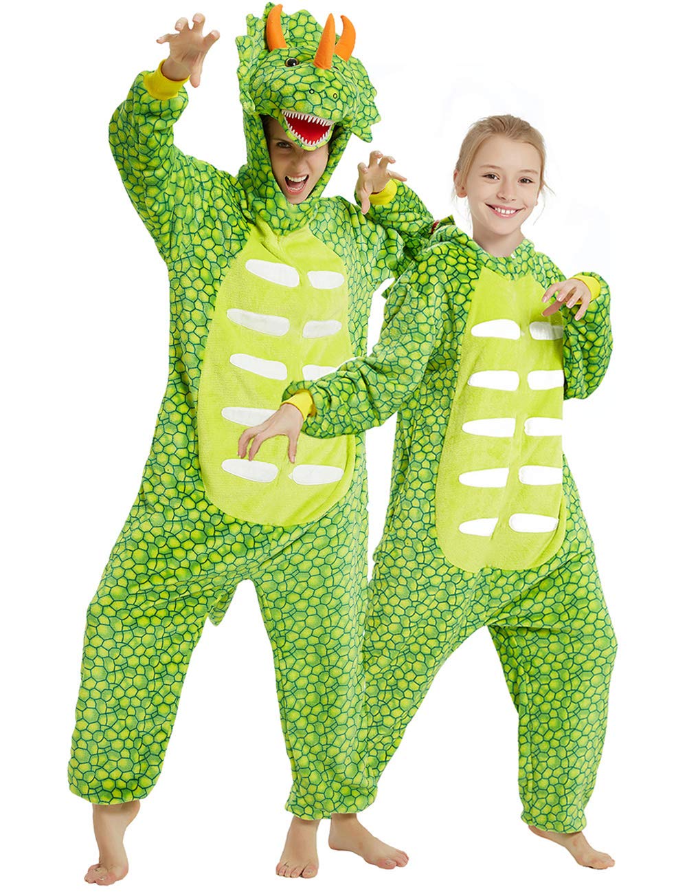 CASABACO Dinosaur Costume Onesie Adult Women Novelty Onepiece Pajamas, Light Green, L