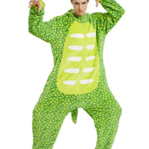 CASABACO Dinosaur Costume Onesie Adult Women Novelty Onepiece Pajamas, Light Green, L