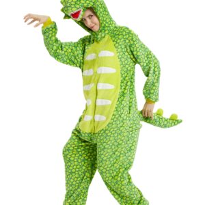 CASABACO Dinosaur Costume Onesie Adult Women Novelty Onepiece Pajamas, Light Green, L