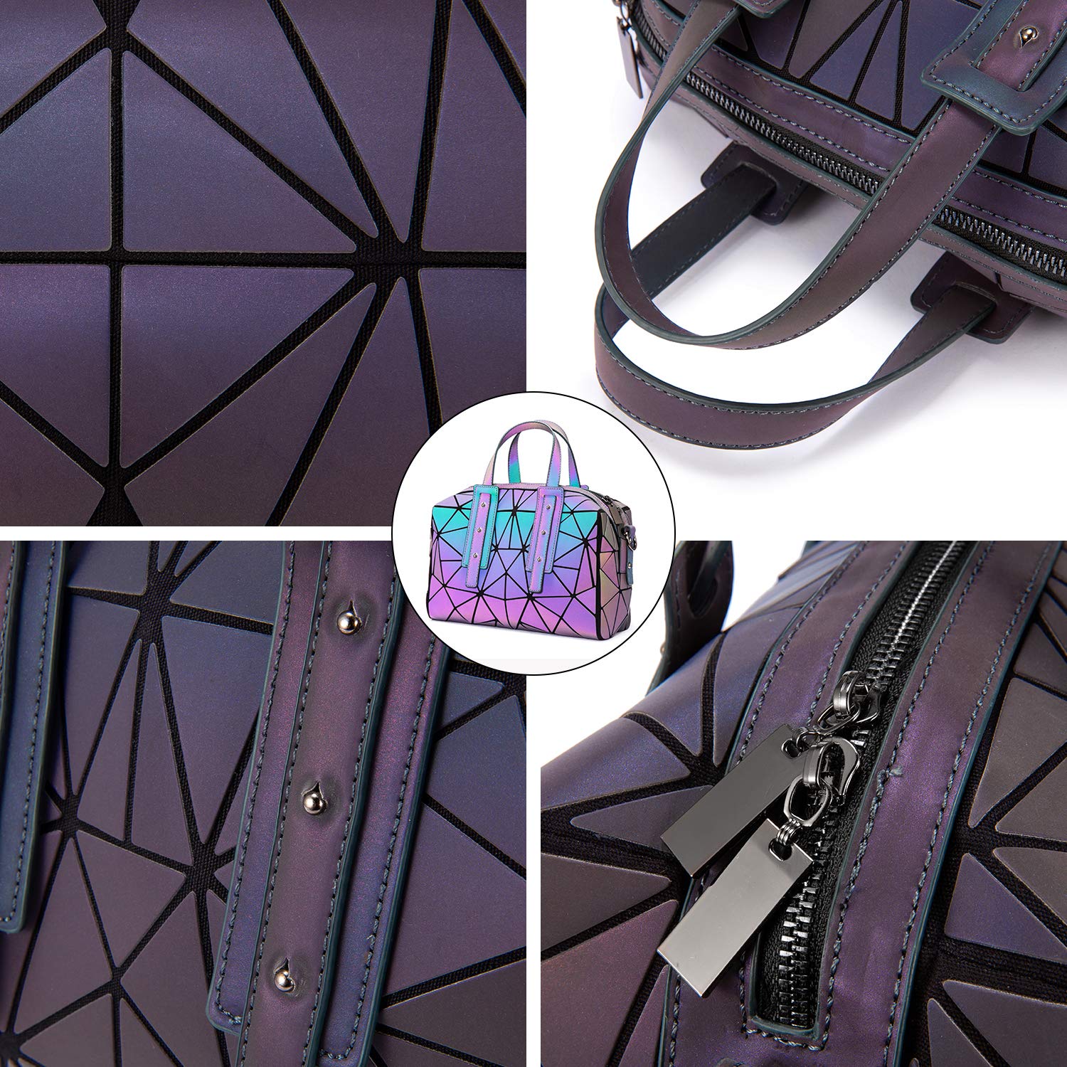 LOVEVOOK Geometric Luminous Crossbody Bags for Women Holographic Reflective Handbags Shoulder bags