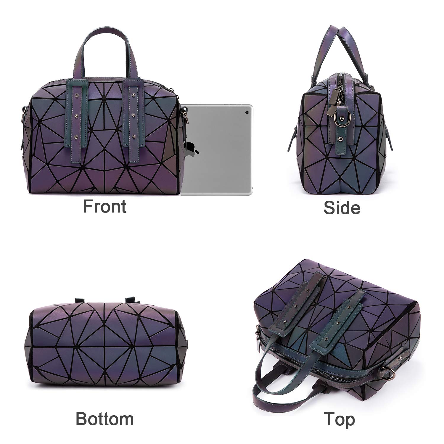 LOVEVOOK Geometric Luminous Crossbody Bags for Women Holographic Reflective Handbags Shoulder bags