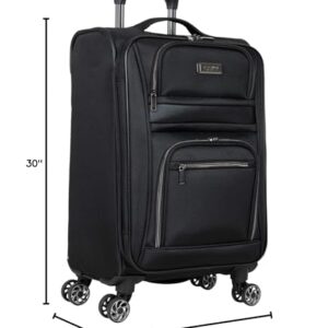 Kenneth Cole REACTION Rugged Roamer Lightweight Softside Expandable 8-Wheel Spinner Luggage, Black, 2-Piece (20” Carry-On/28” Check Size)