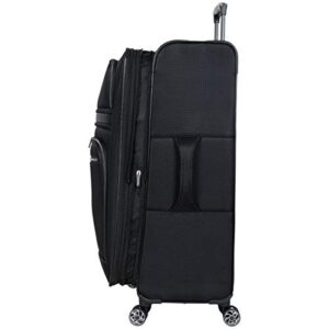 Kenneth Cole REACTION Rugged Roamer Lightweight Softside Expandable 8-Wheel Spinner Luggage, Black, 2-Piece (20” Carry-On/28” Check Size)